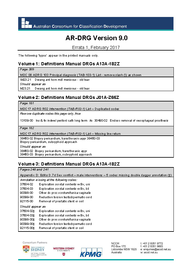 AR-DRG Version 9.0 | Resources | IHACPA